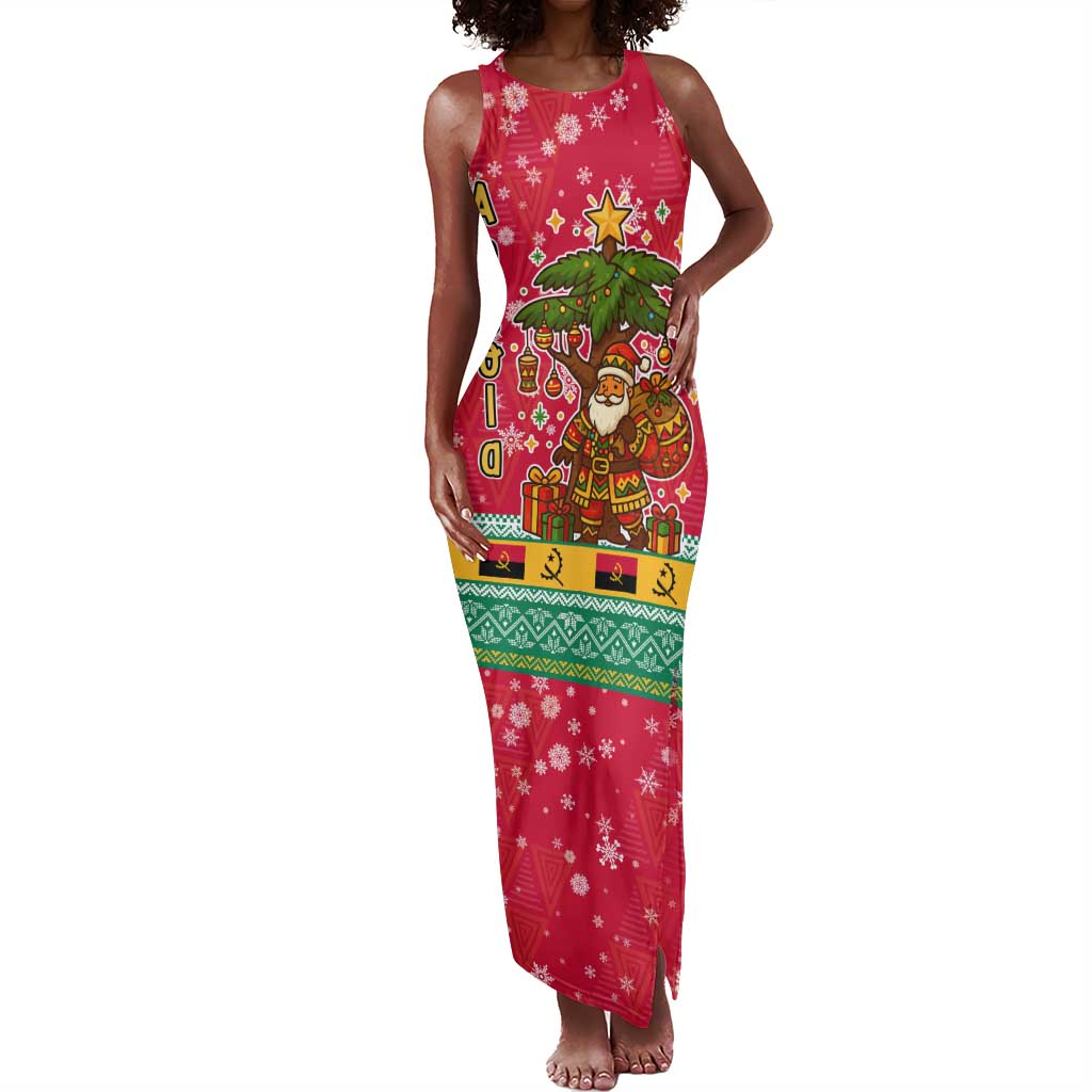 Angola Christmas Tank Maxi Dress Santa Gifts and National Flag Map ...