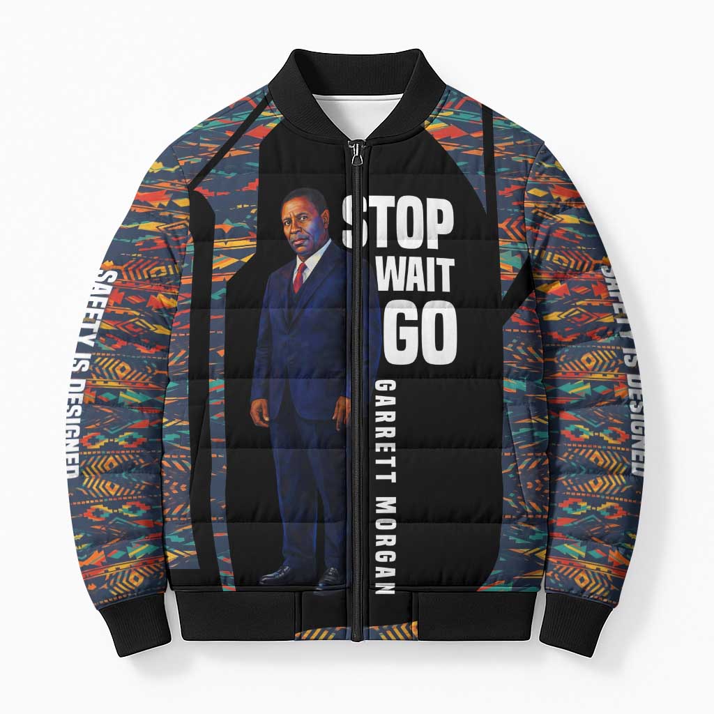 Garrett Morgan Bomber Puffer Jacket with Full Body Portrait, Stop Wait ...