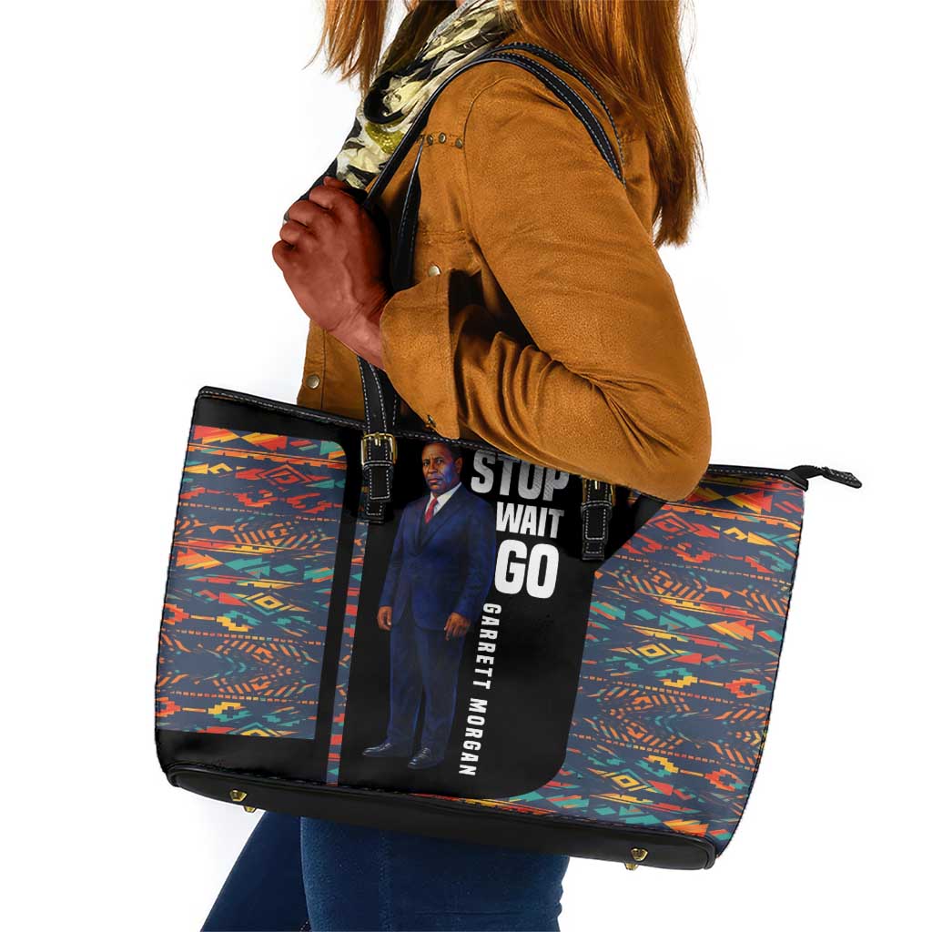 Garrett Morgan Leather Tote Bag with Full Body Portrait, Stop Wait Go ...