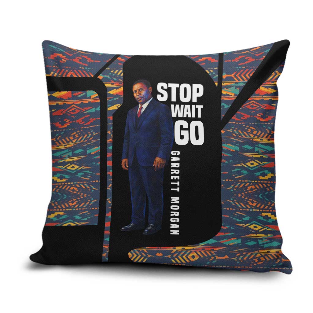 Garrett Morgan Pillow Cover with Full Body Portrait, Stop Wait Go Quote ...