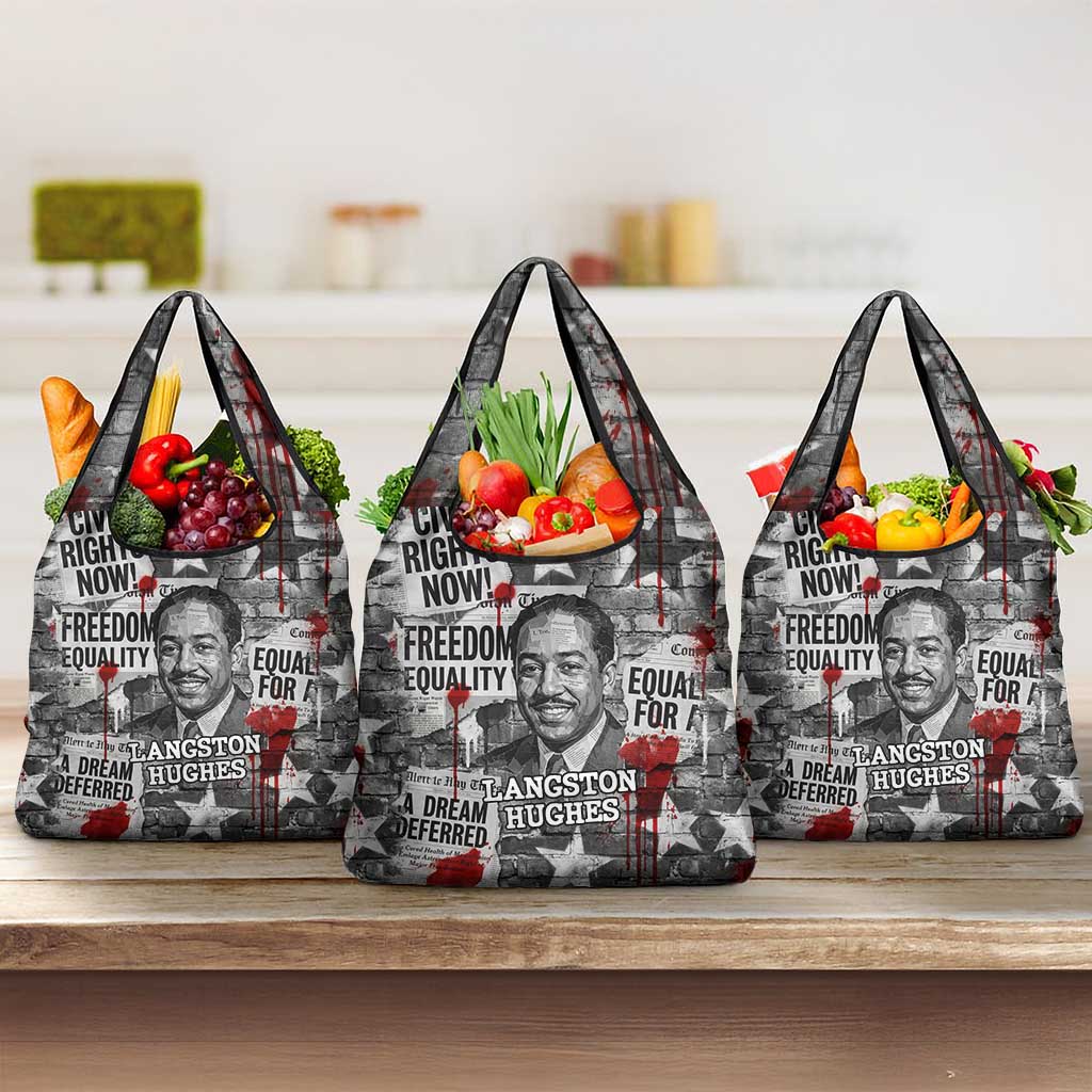 Langston Hughes Grocery Bag Urban Brick Wall Design with Protest Art ...