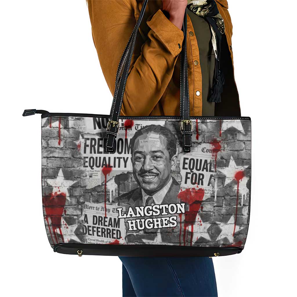 Langston Hughes Leather Tote Bag Urban Brick Wall Design with Protest ...
