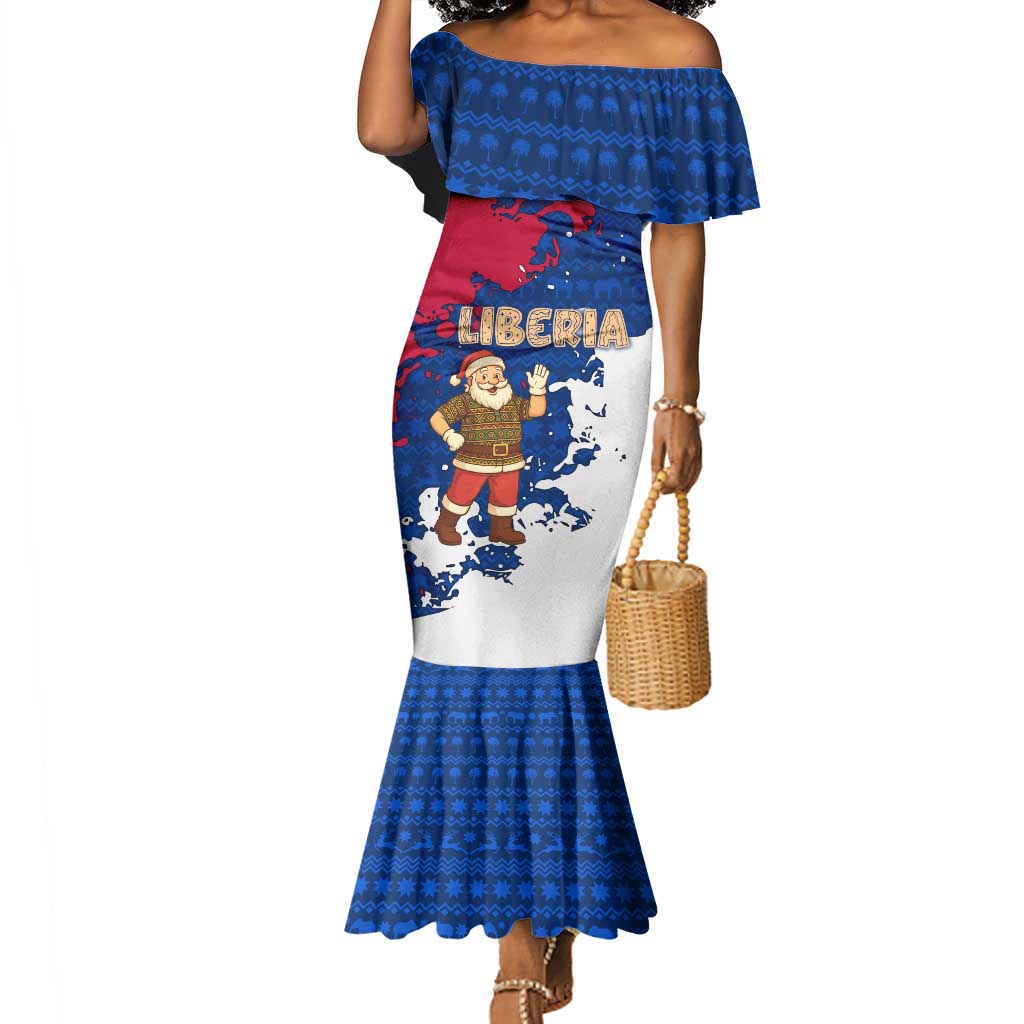 Liberia Christmas Mermaid Dress Santa Claus Map Graphic and Red Blue ...