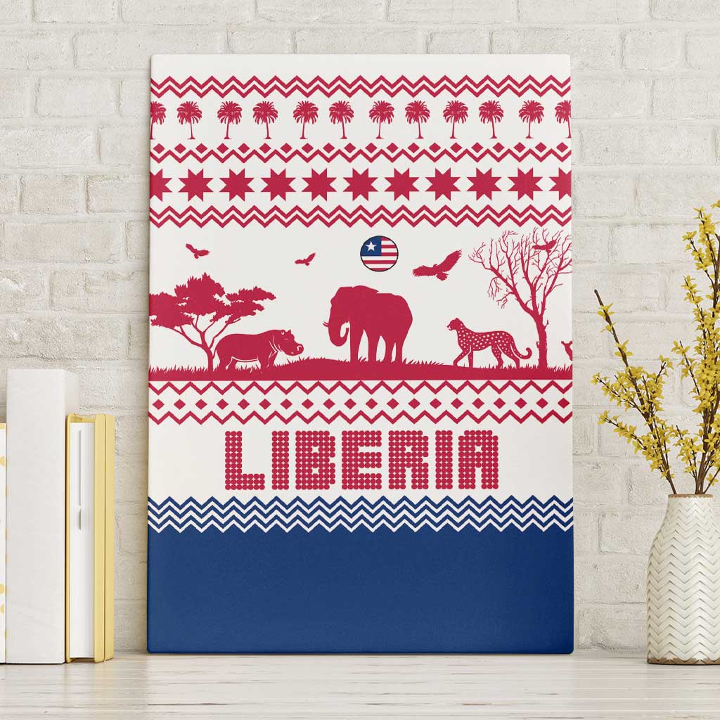 Liberia Christmas Canvas Wall Art Red Wildlife Silhouettes and White ...