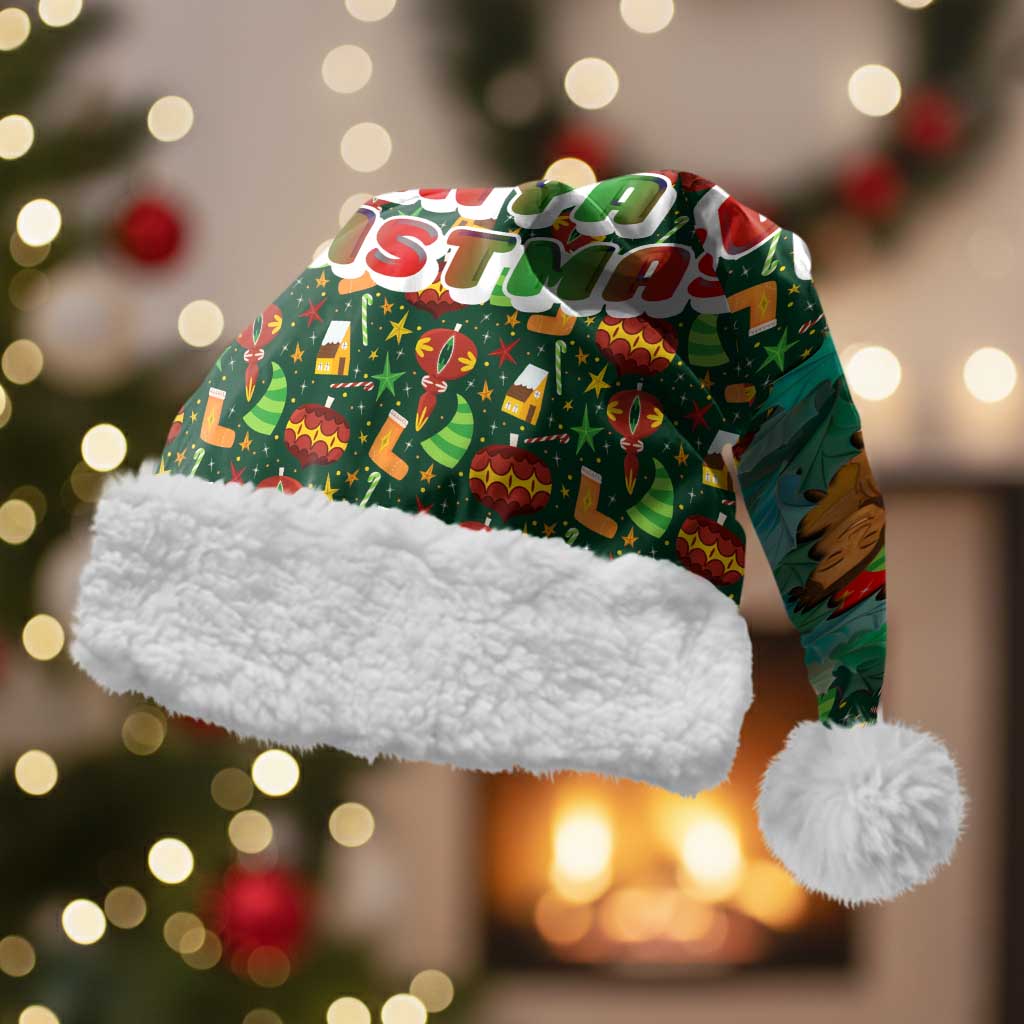 Kenya Christmas Santa Hat Santa Feast Scene and Festive Wreath Pattern ...
