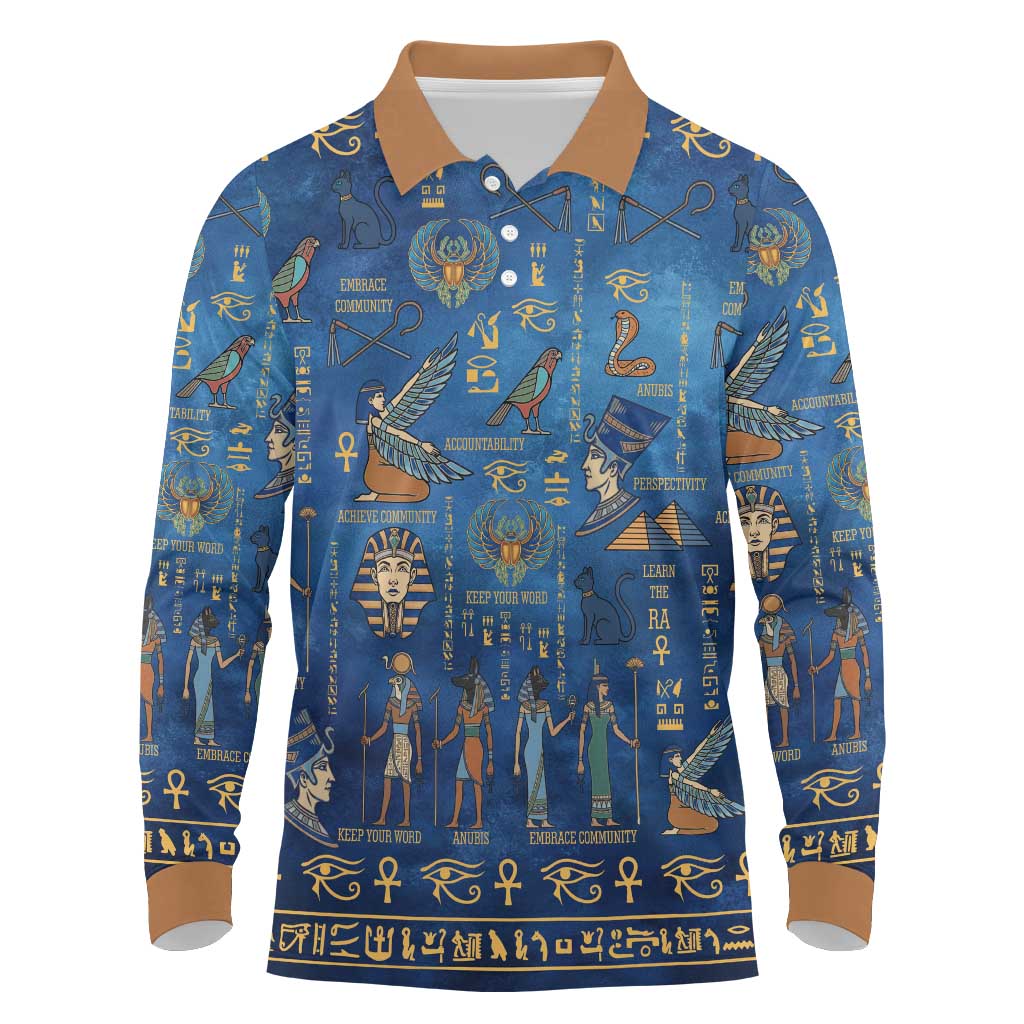 Ancient Egyptian Culture Long Sleeve Polo Shirt Pharaohs Anubis Kemet ...