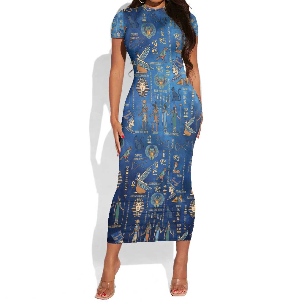 Ancient Egyptian Culture Short Sleeve Bodycon Dress Pharaohs Anubis ...