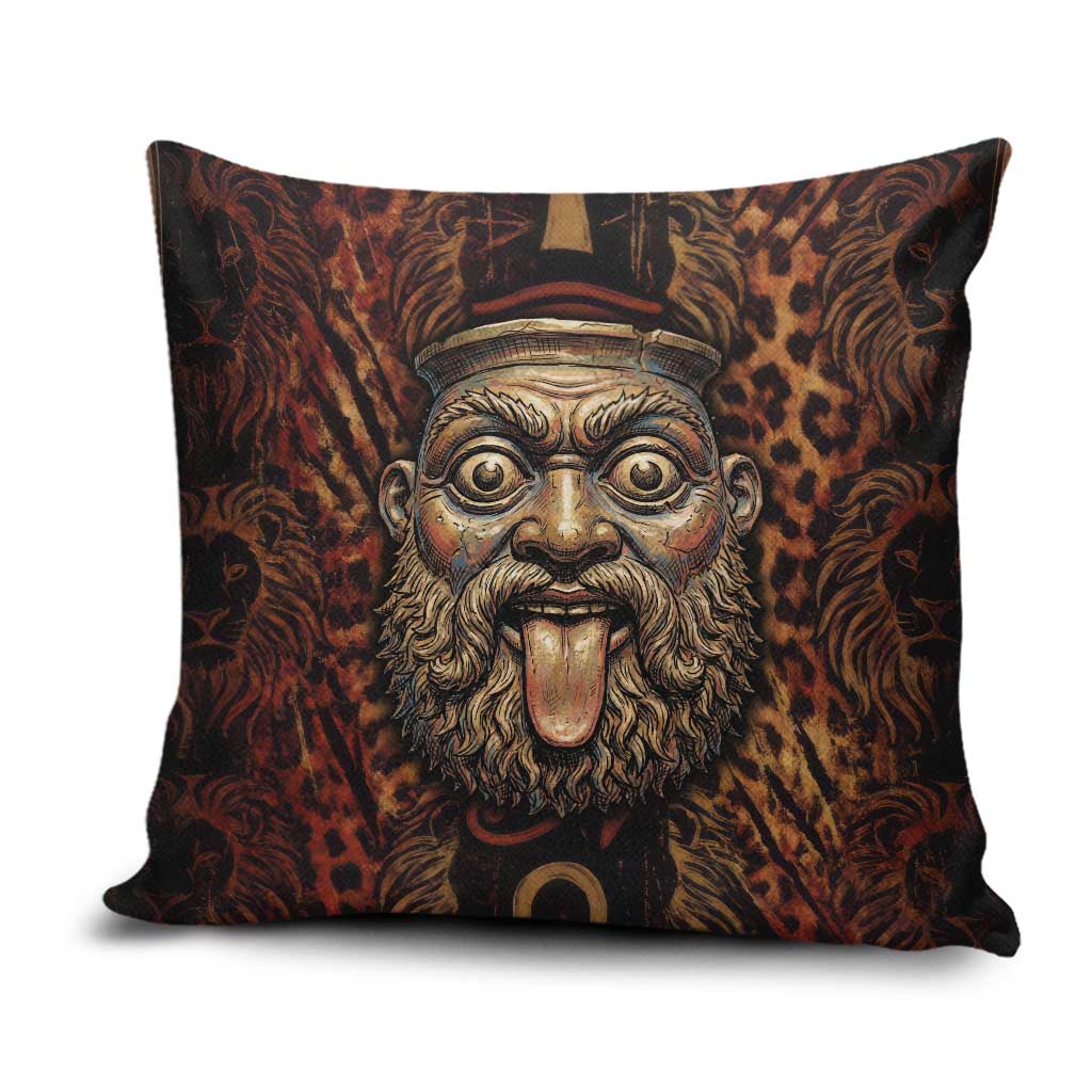 Bes Ancient Egyptian Pillow Cover with Leopard Print Ankh and Eye of ...