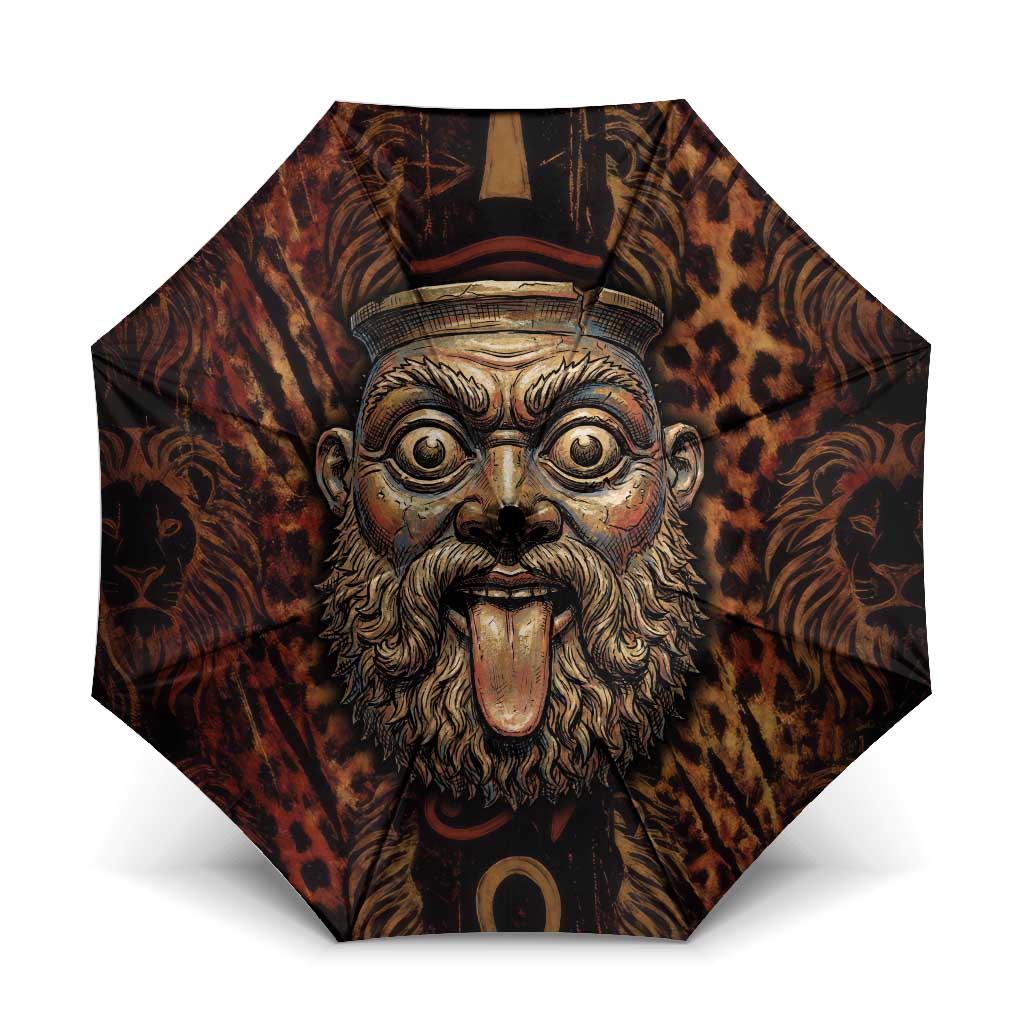 Bes Ancient Egyptian Umbrella with Leopard Print Ankh and Eye of Horus ...
