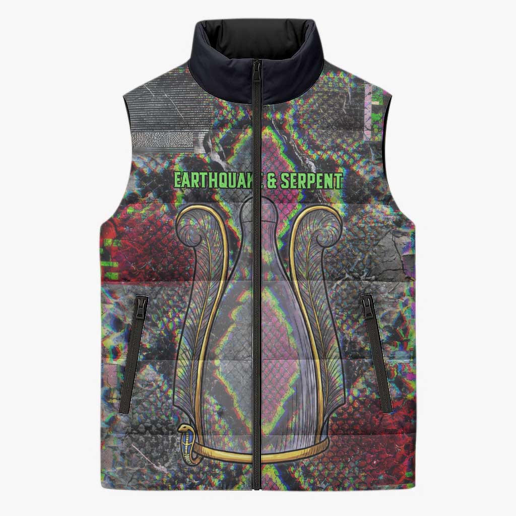 Geb Ancient Egyptian Sleeveless Puffer Jacket with Serpent Throne and ...