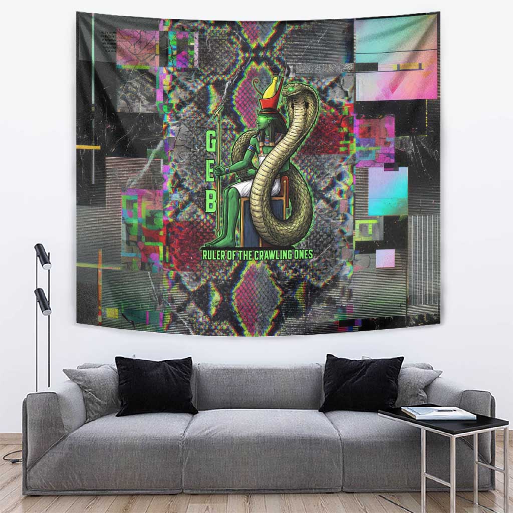 Geb Ancient Egyptian Tapestry with Serpent Throne and Snake Skin ...