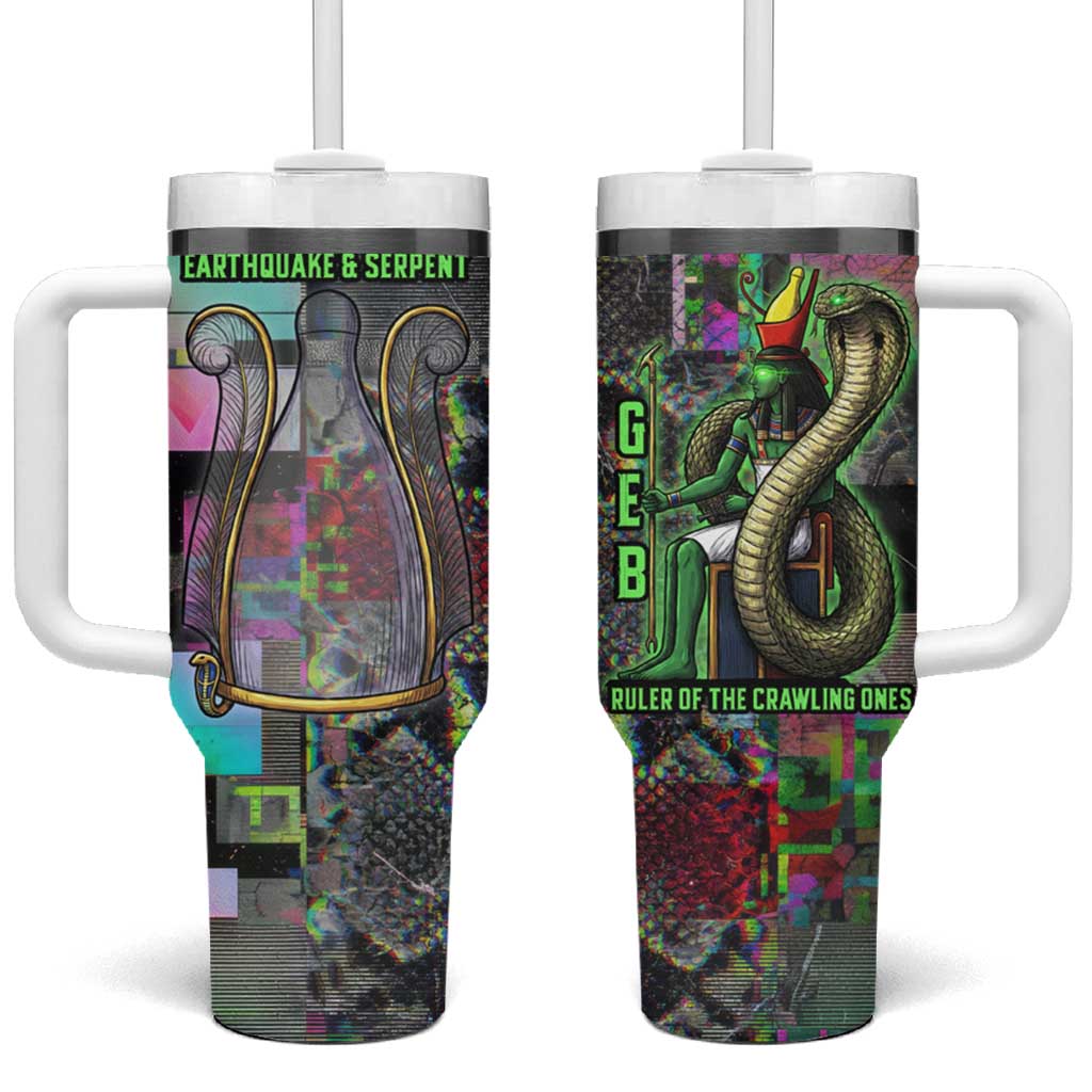 Geb Ancient Egyptian Tumbler With Handle with Serpent Throne and Snake ...