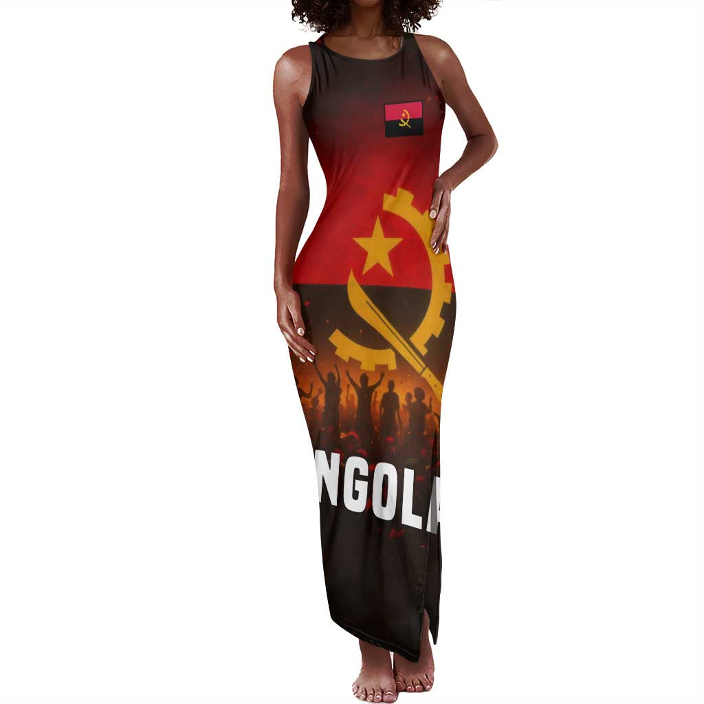 Angola Tank Maxi Dress Red Black Yellow Grunge by African Pride