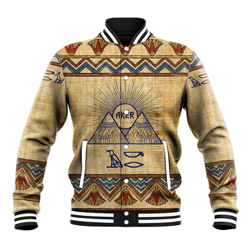 Aker Ancient Egyptian Baseball Jacket with Hieroglyphic Pattern ...