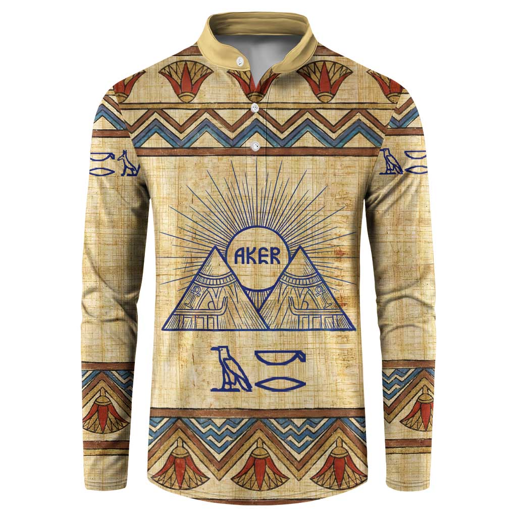 Aker Ancient Egyptian Button Sweatshirt with Hieroglyphic Pattern ...