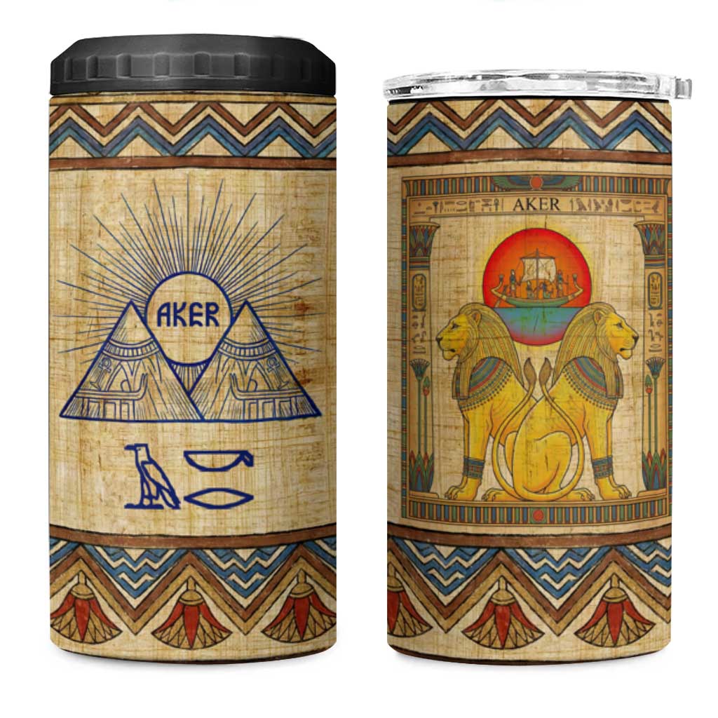 Aker Ancient Egyptian 4 in 1 Can Cooler Tumbler with Hieroglyphic ...