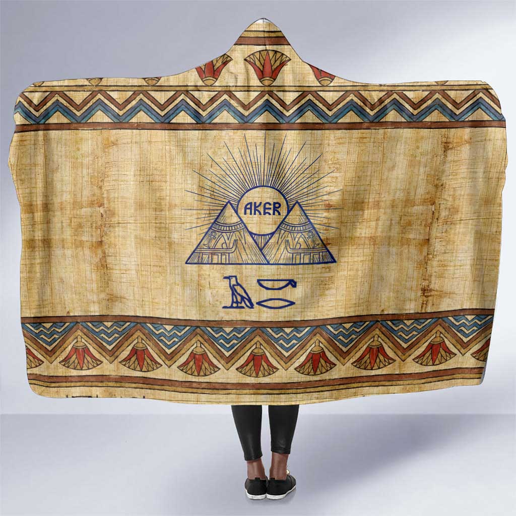 Aker Ancient Egyptian Hooded Blanket with Hieroglyphic Pattern, Pyramid ...