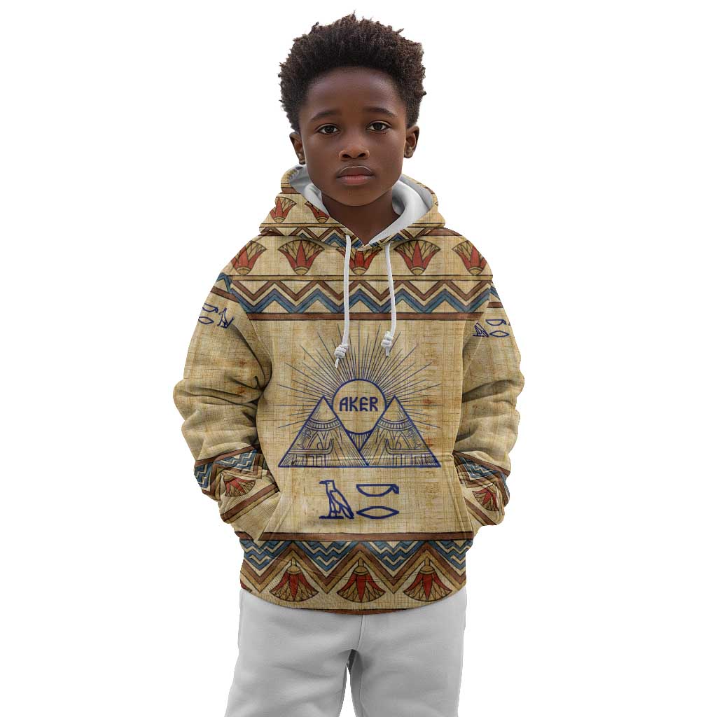Aker Ancient Egyptian Kid Hoodie with Hieroglyphic Pattern, Pyramid ...