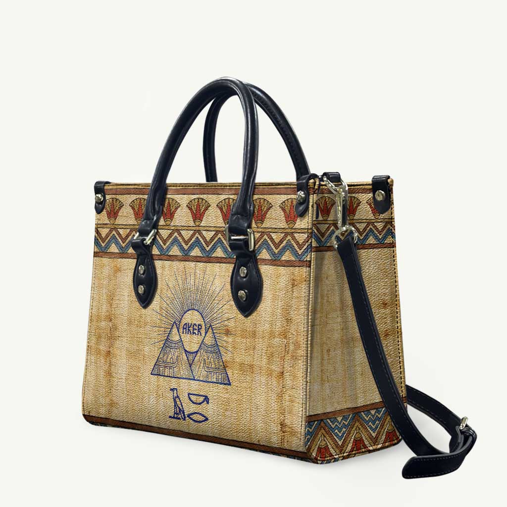 Aker Ancient Egyptian Leather Bag with Hieroglyphic Pattern, Pyramid ...