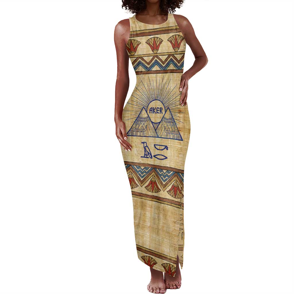 Aker Ancient Egyptian Tank Maxi Dress with Hieroglyphic Pattern ...