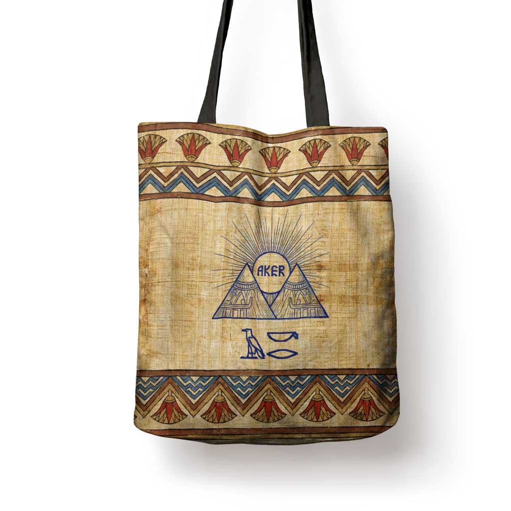 Aker Ancient Egyptian Tote Bag with Hieroglyphic Pattern, Pyramid ...