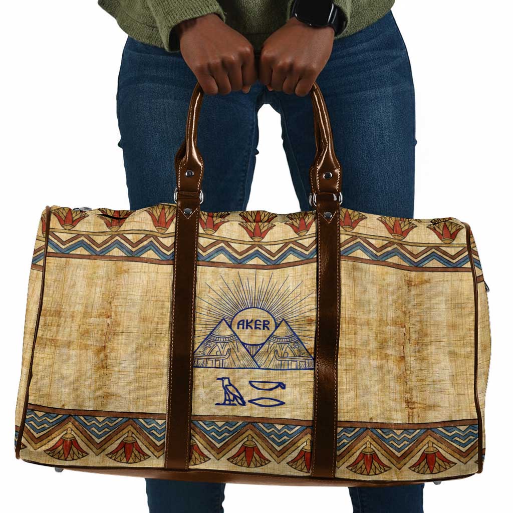 Aker Ancient Egyptian Travel Bag with Hieroglyphic Pattern, Pyramid ...