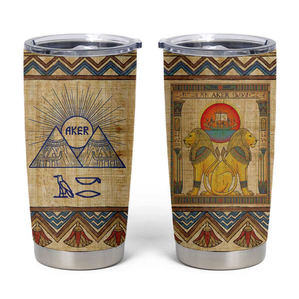 Aker Ancient Egyptian Tumbler Cup with Hieroglyphic Pattern, Pyramid ...