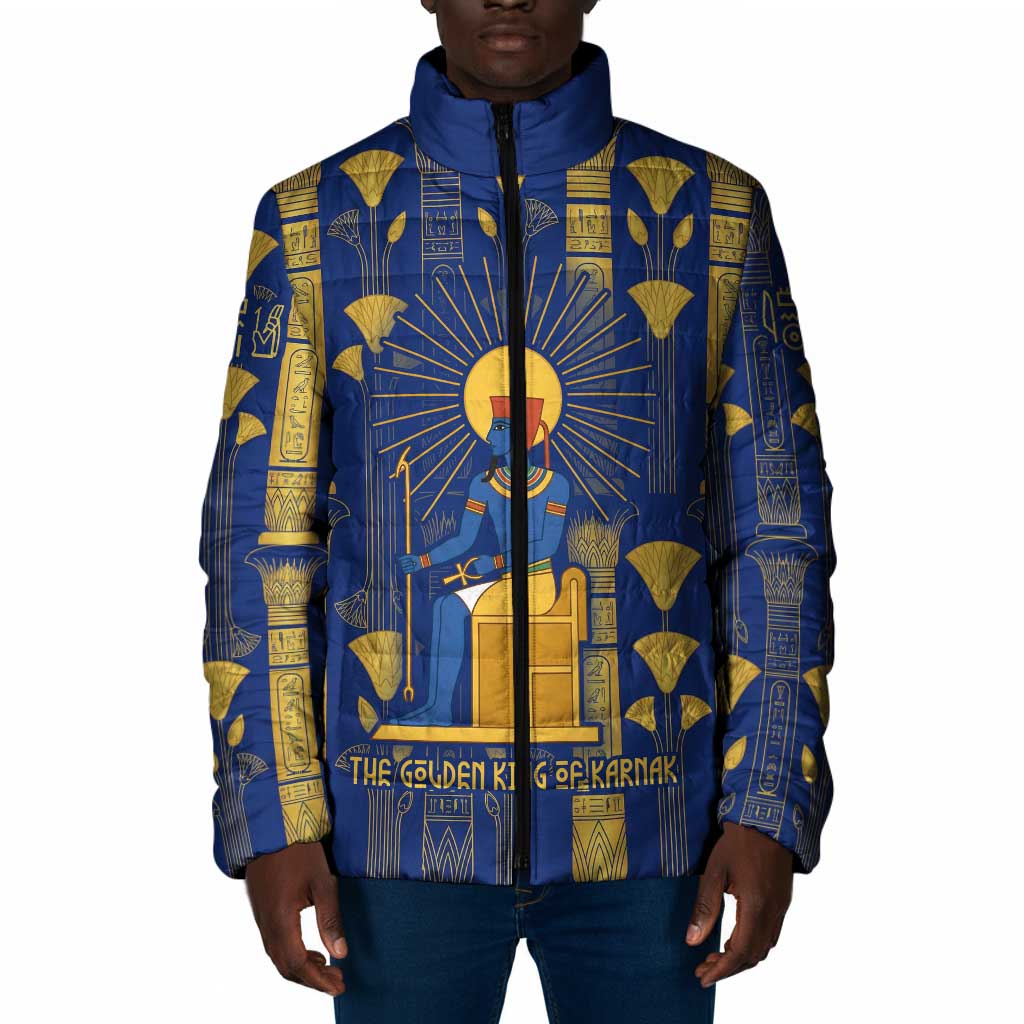 Amun Padded Jacket Ancient Egyptian Hieroglyphic, Pharaoh and Scarab by ...