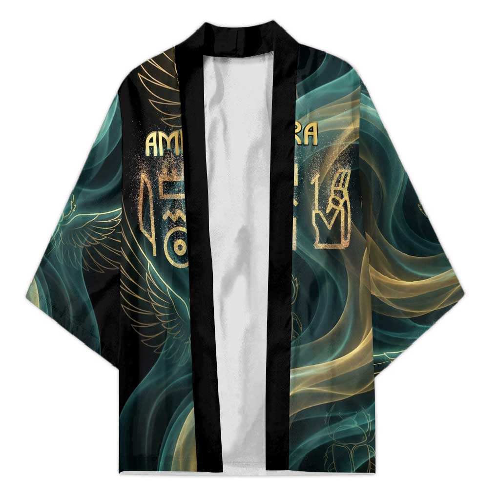 Amun Ancient Egyptian Kimono with Mystical Smoke Swirl Pattern, Fiery ...