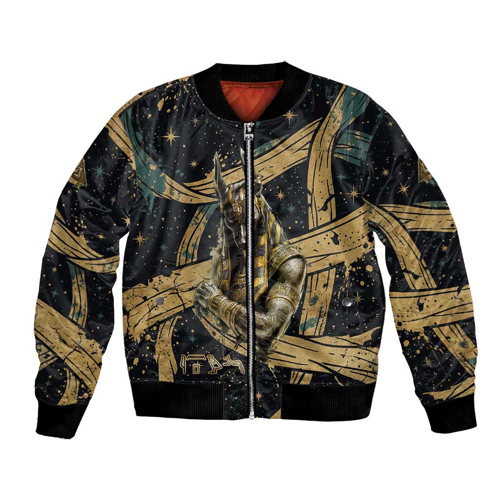 Anubis Ancient Egyptian Bomber Jacket with Starry Mummy Wrap Pattern ...