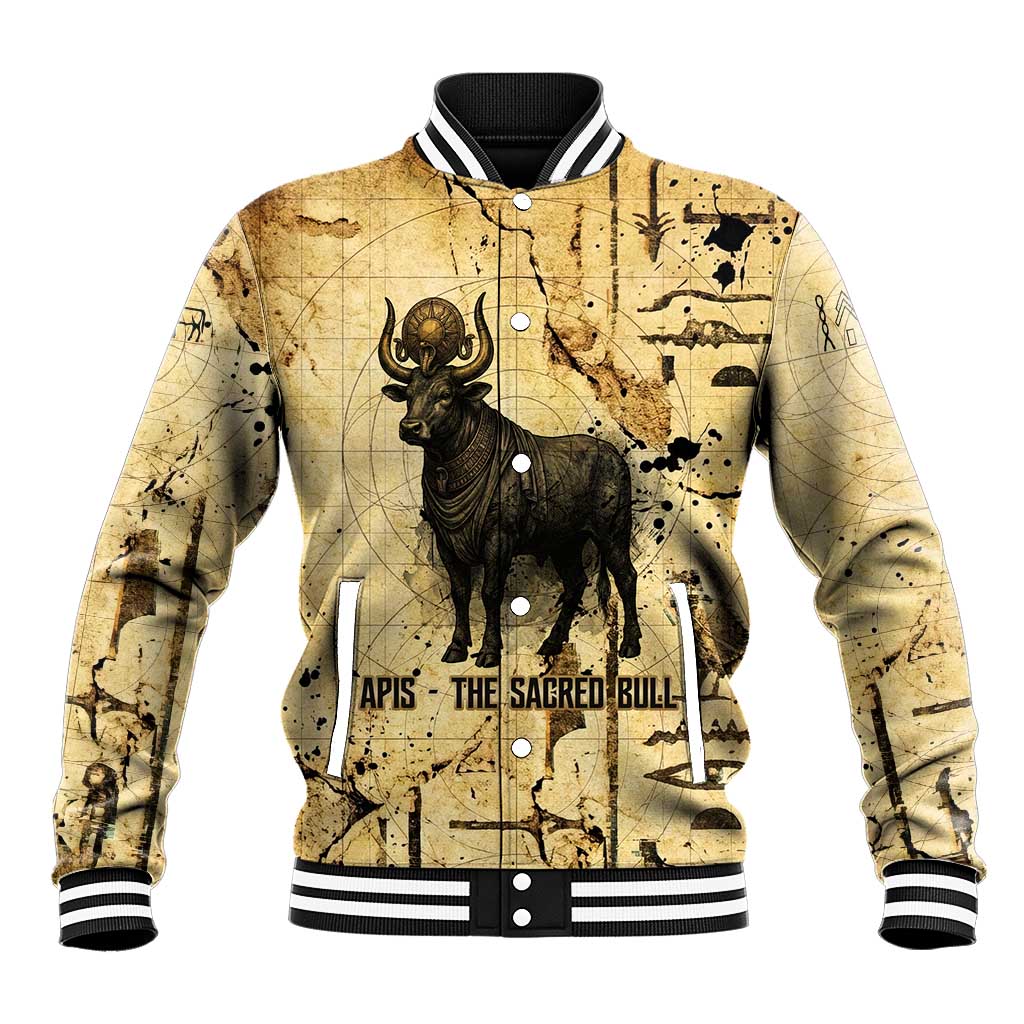 Apis Baseball Jacket Ancient Egyptian Papyrus Map, Egyptian Crown Bull ...
