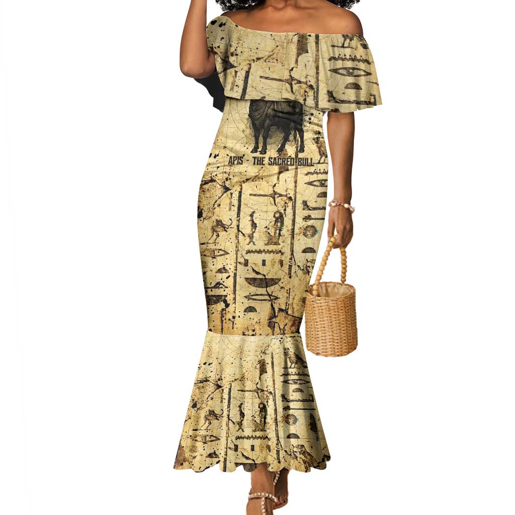 Apis Mermaid Dress Ancient Egyptian Papyrus Map, Egyptian Crown Bull ...