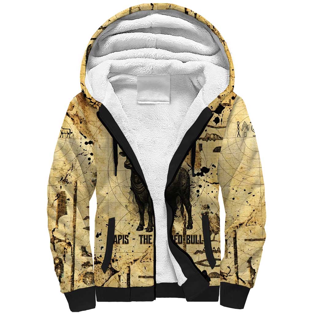 Apis Sherpa Hoodie Ancient Egyptian Papyrus Map, Egyptian Crown Bull ...