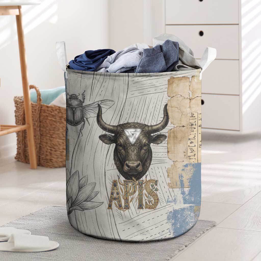 Apis Ancient Egyptian Laundry Basket with Beige-Gray Hieroglyphic ...
