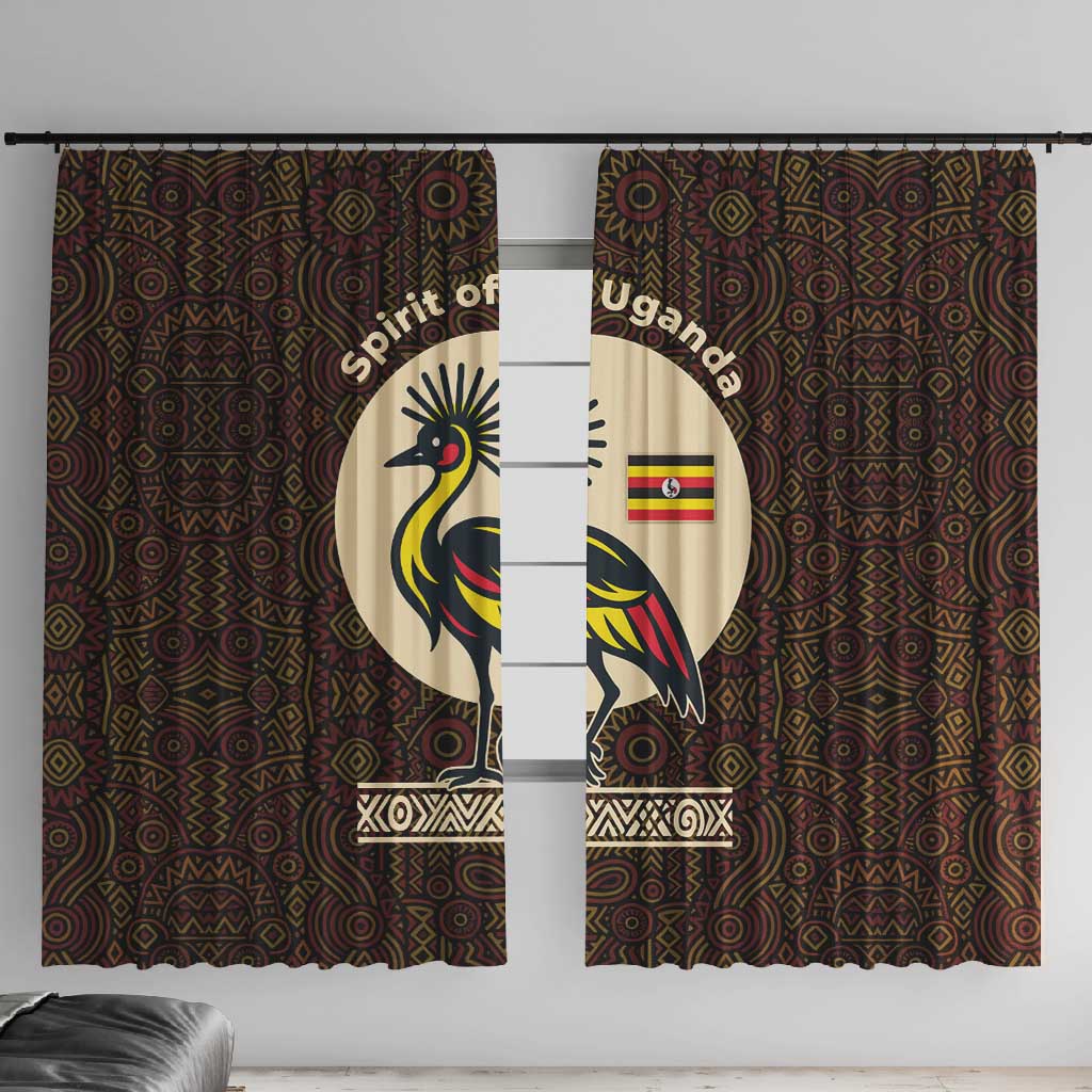 Uganda Window Curtain - Grey Crowned Crane and Tribal Pattern Spirit of ...