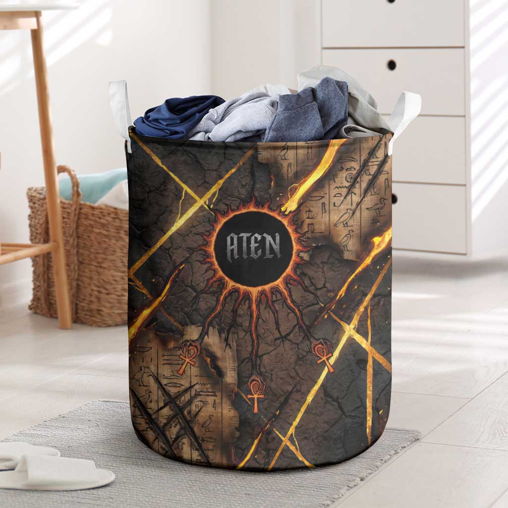 Aten Laundry Basket Ancient Egyptian Cracked Stone Hieroglyph, Solar ...