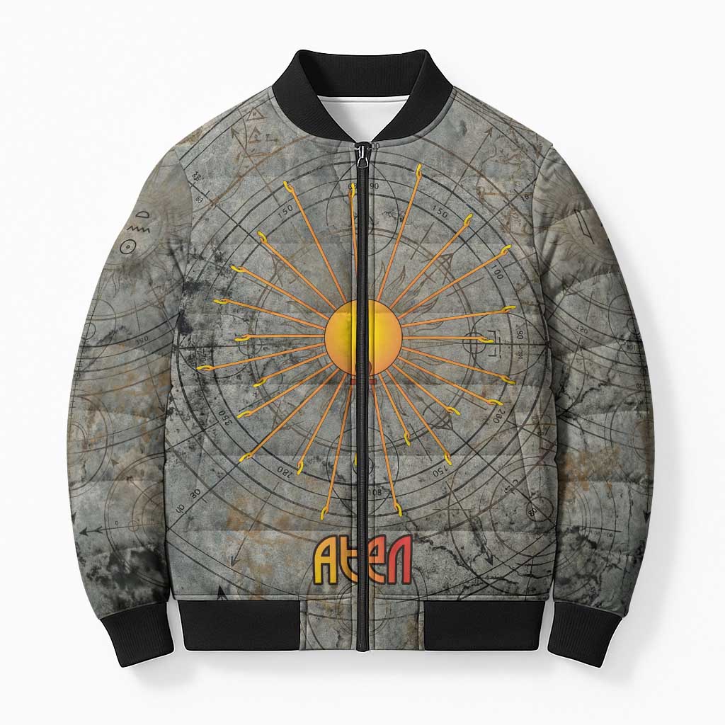 Aten Ancient Egyptian Bomber Puffer Jacket with Gray Astronomical Chart ...