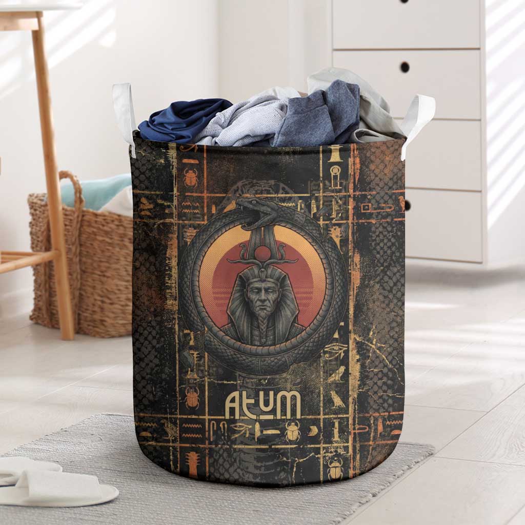 Atum Ancient Egyptian Laundry Basket with Dark Hieroglyph Grid ...