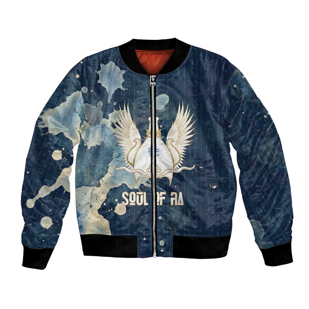 Bennu Ancient Egyptian Bomber Jacket with Deep Blue Ink Wash, Winged ...