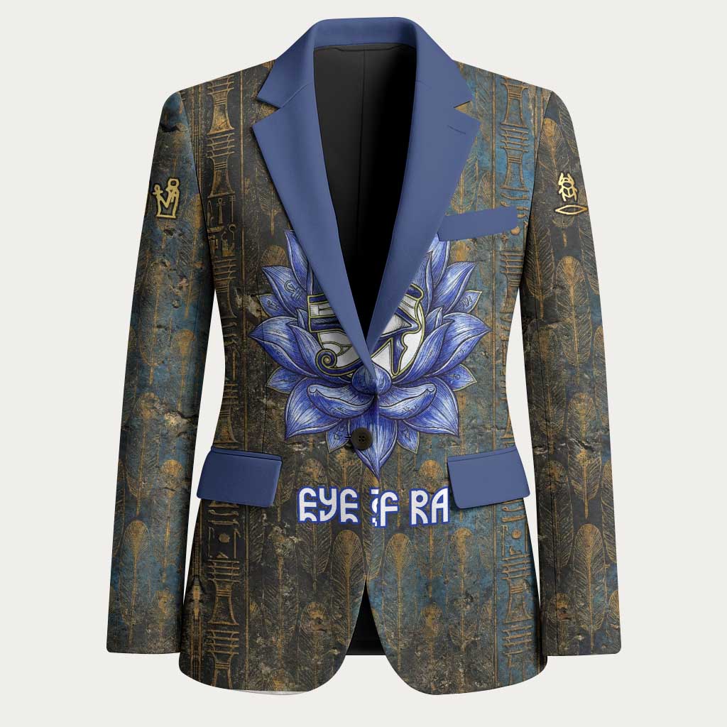 Khepri Ancient Egyptian Blazer Dark Hieroglyphic, Blue Lotus Eye Symbol ...