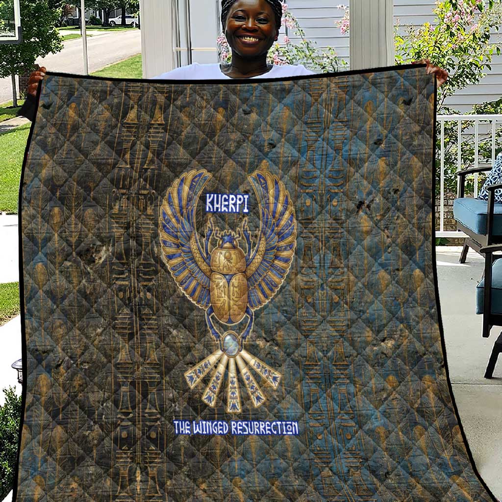 Khepri Ancient Egyptian Quilt Dark Hieroglyphic, Blue Lotus Eye Symbol ...