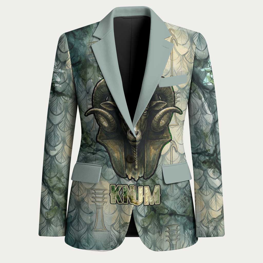 Khnum Ancient Egyptian Blazer with Smoky Leaf, Ram Head Emblem, and ...