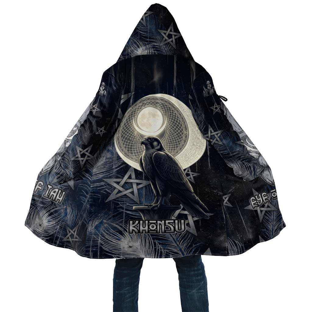 Khonsu Cloak Ancient Egyptian Dark Feather Pattern, Moonlit Raven ...