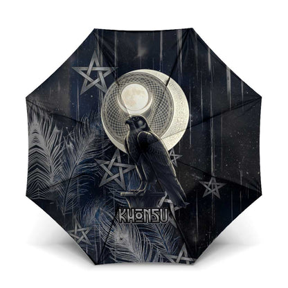 Khonsu Umbrella Ancient Egyptian Dark Feather Pattern, Moonlit Raven ...