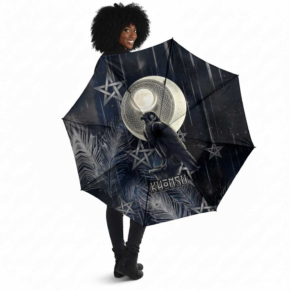 Khonsu Umbrella Ancient Egyptian Dark Feather Pattern, Moonlit Raven ...