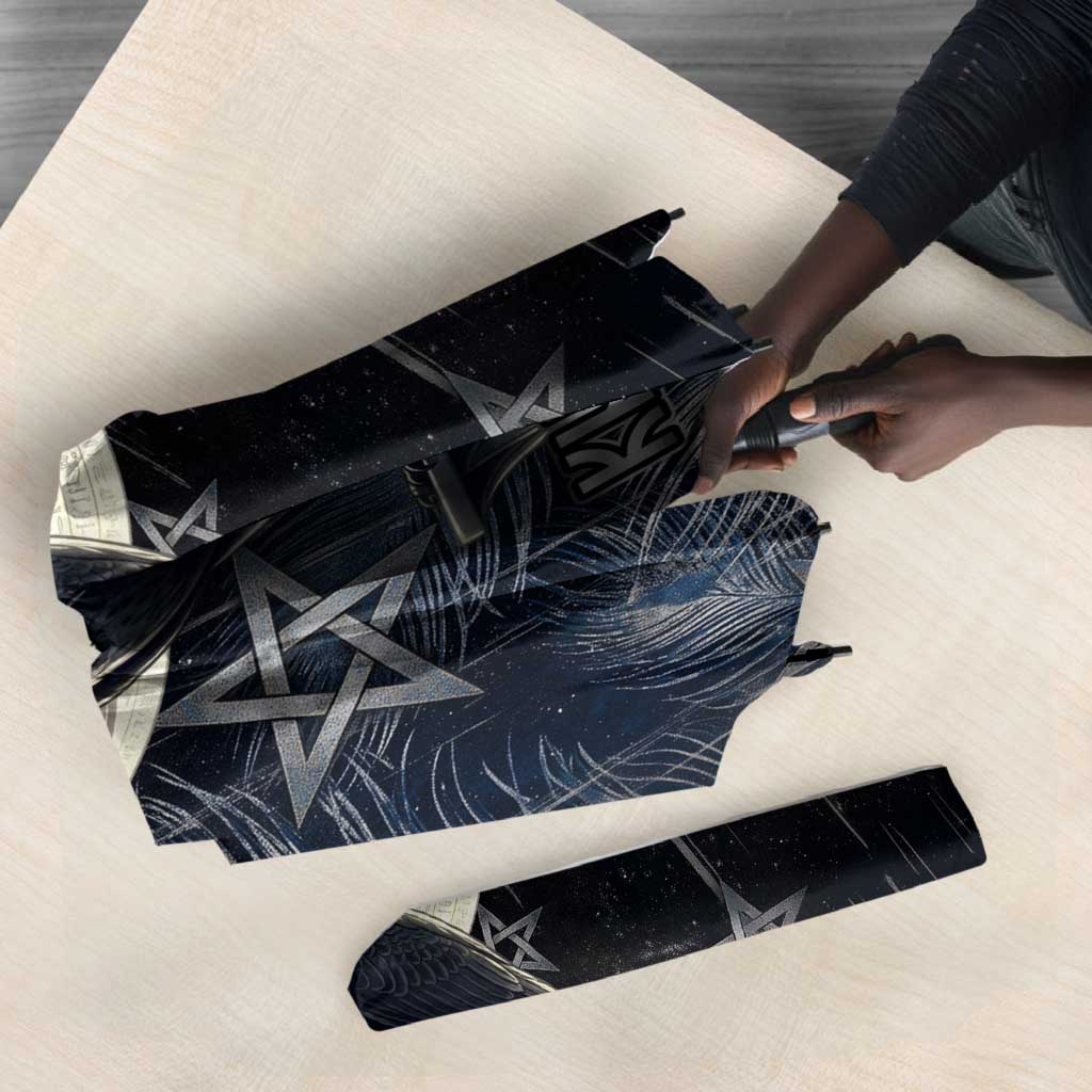 Khonsu Umbrella Ancient Egyptian Dark Feather Pattern, Moonlit Raven ...