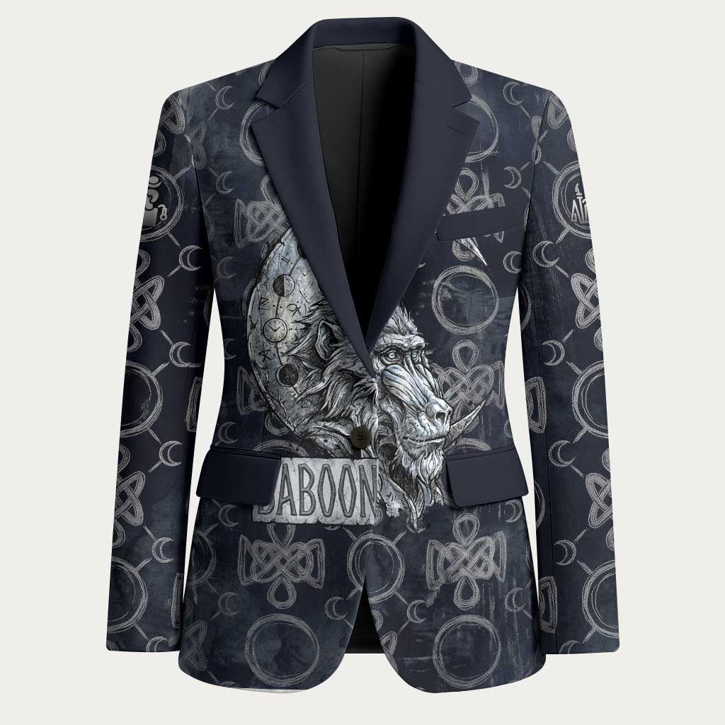 Khonsu Ancient Egyptian Blazer with Dark Celtic Knot Pattern, Baboon ...