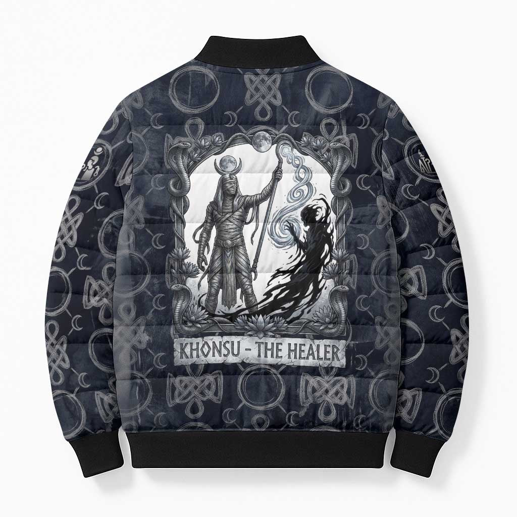 Khonsu Ancient Egyptian Bomber Puffer Jacket with Dark Celtic Knot ...